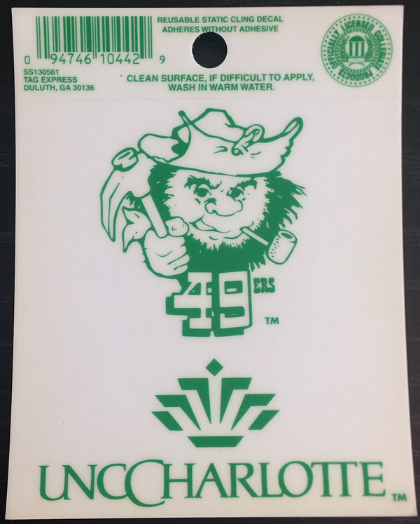 UNC Charlotte 49ers Vintage Static Cling Sticker Decal – Norm's Closet